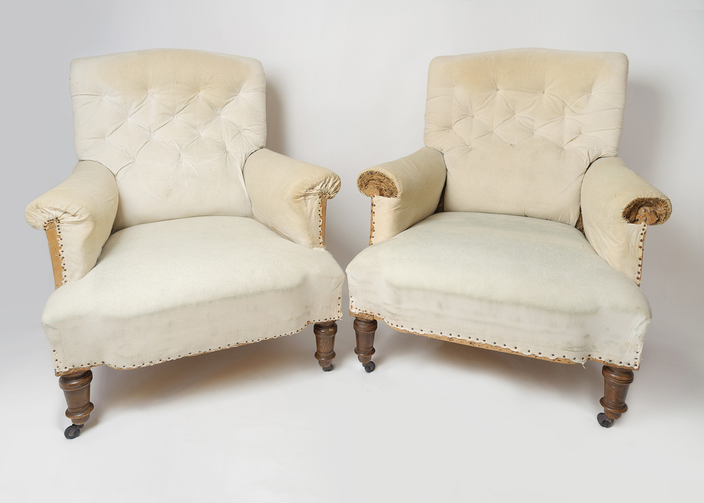 Antique pair of button back large chairs | Nikki Page Antiques