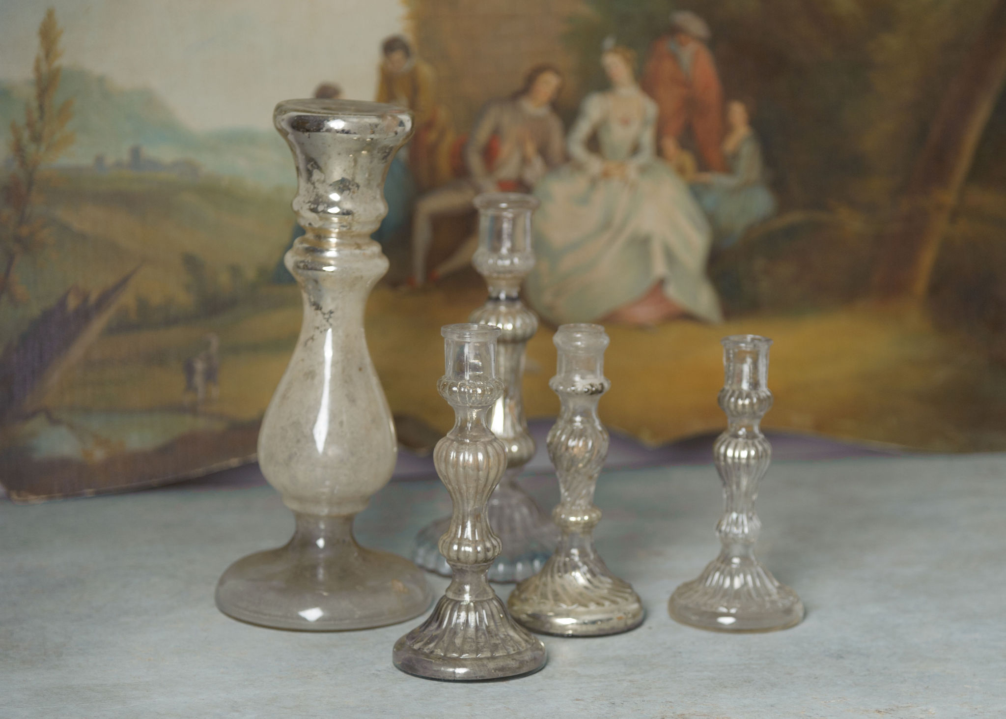 Collection of antique French mercury glass candlesticks | Nikki Page ...