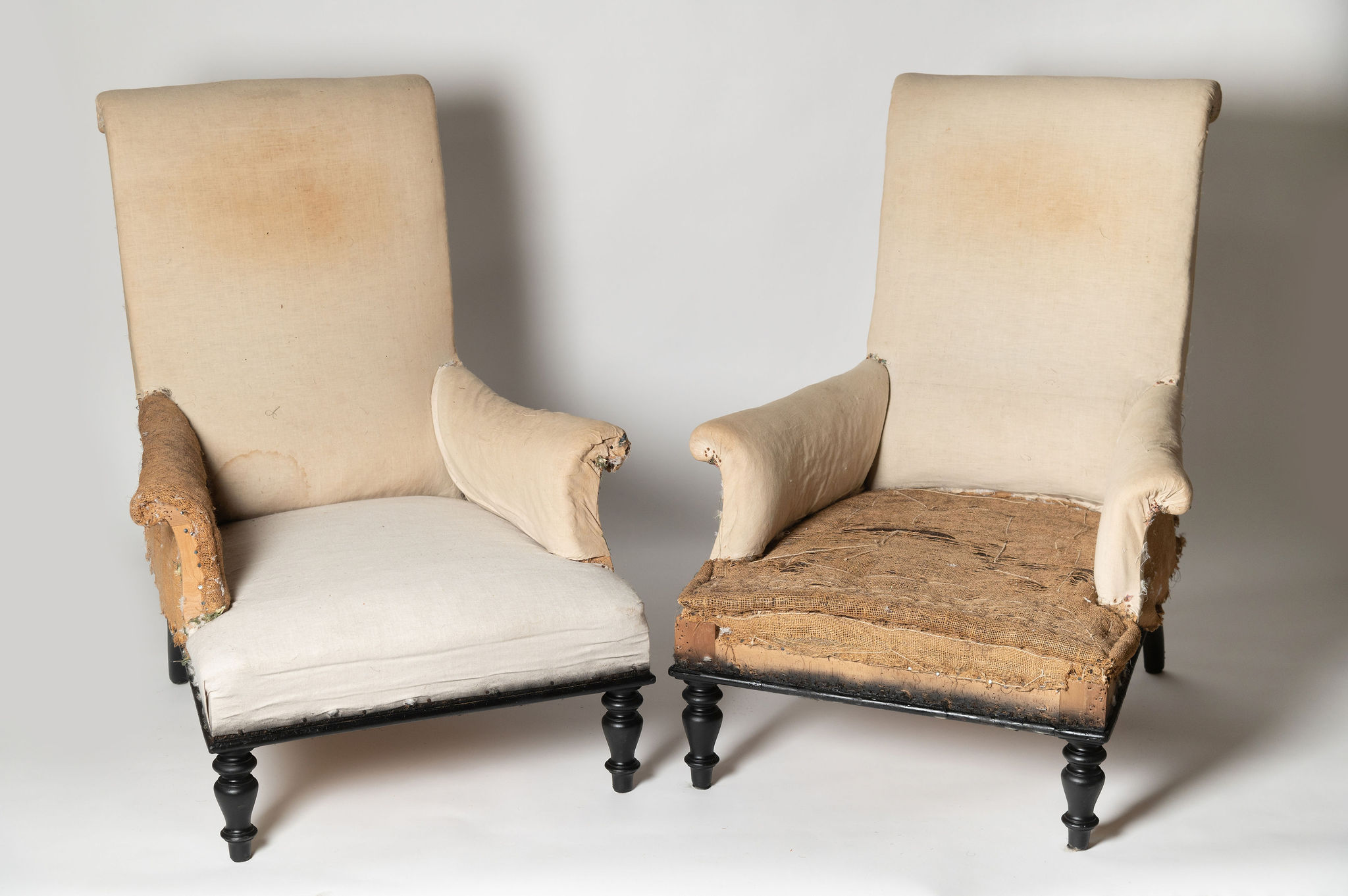Large pair of antique French scroll back chairs | Nikki Page Antiques