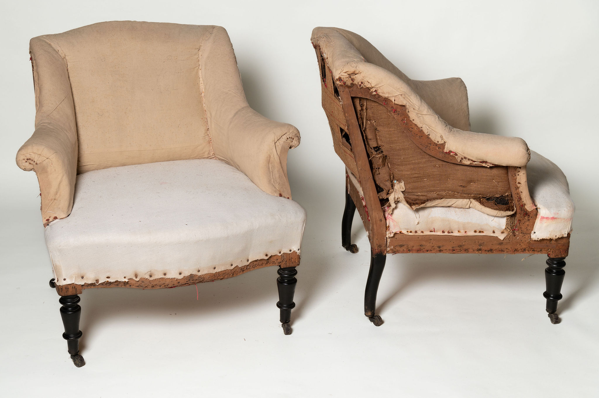 Antique French pair of low back chairs | Nikki Page Antiques