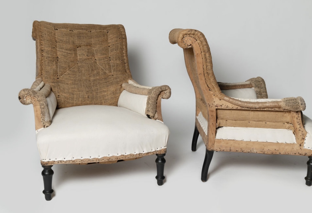 Antique French pair of scroll back chairs | Nikki Page Antiques